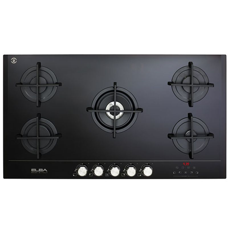 Elba ELIO 90cm Black 5 Burner Gas on Glass Smart Hob – ELIO95G-MATIK ...
